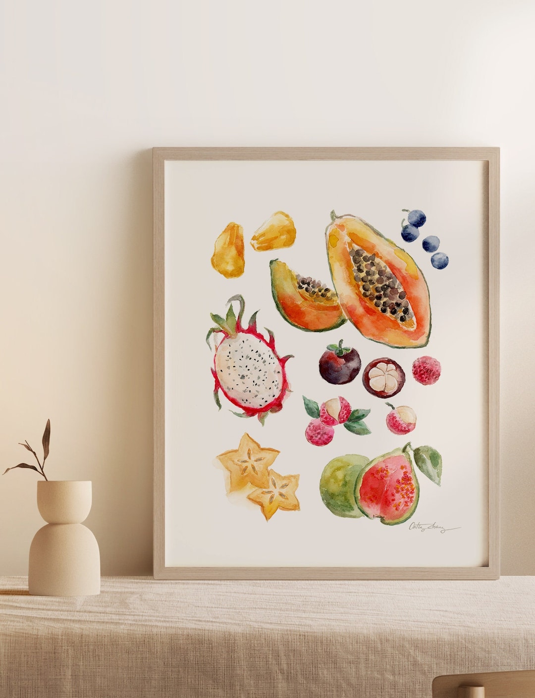 Tropical Fruits Watercolor Art Print / Fruit Artwork / Exotic Tropical ...