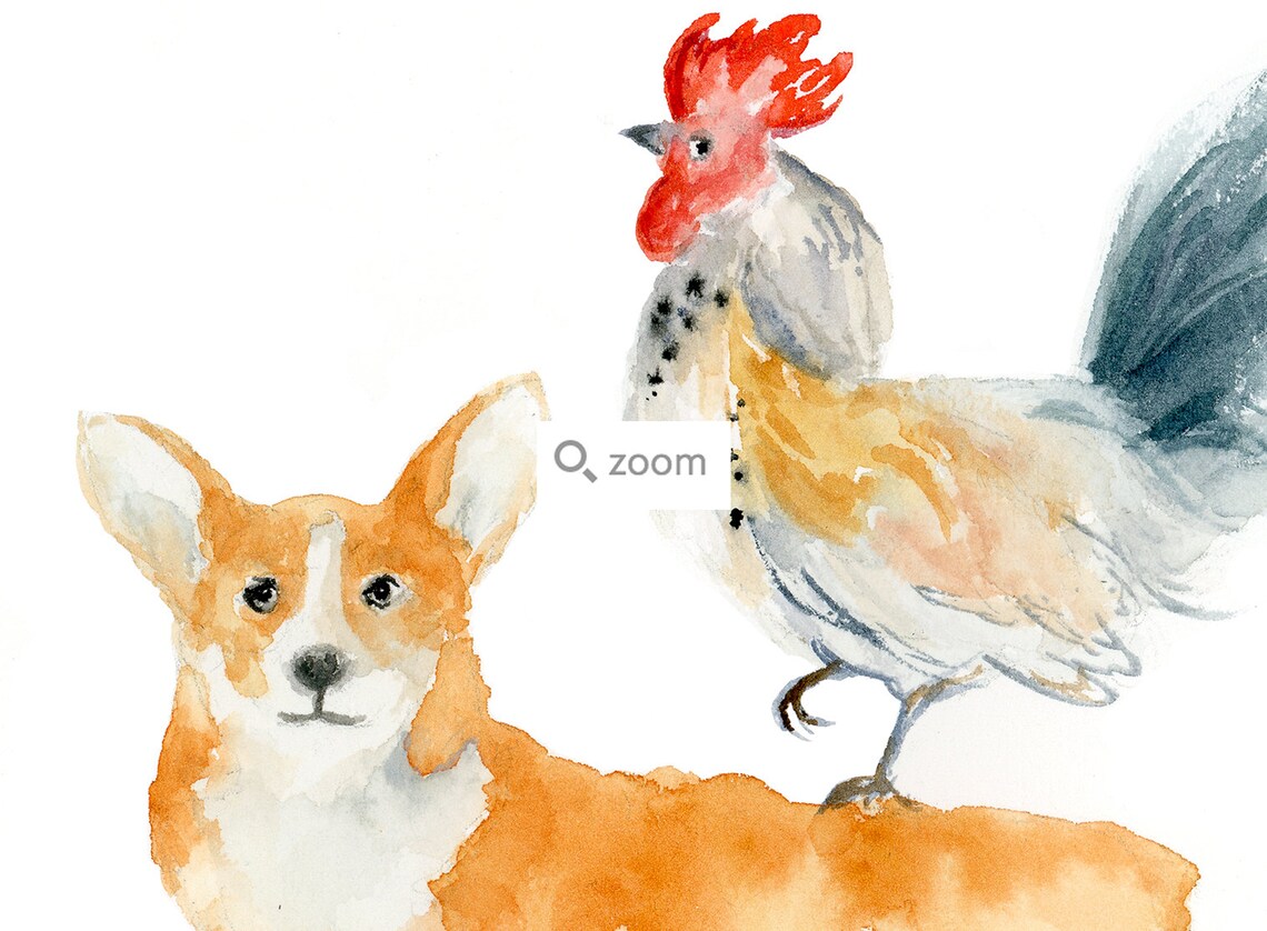 Animal Stack Art Print With Rooster, Dog, and Pig. Fun Farm Animals ...
