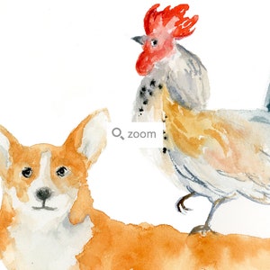 Animal Stack Art Print With Rooster, Dog, and Pig. Fun Farm Animals ...