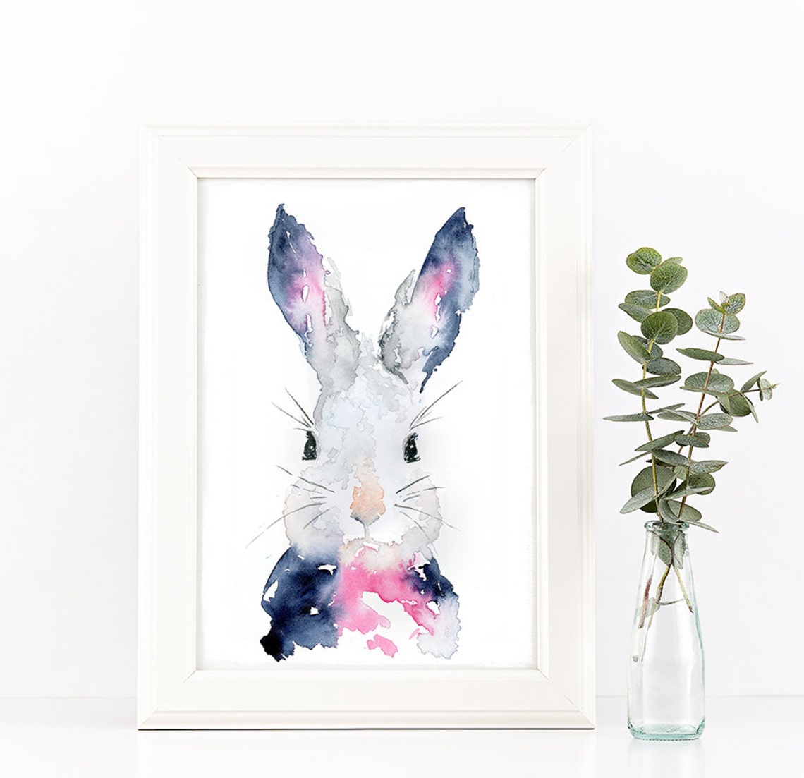 Rabbit Watercolor Art Print: Easter Bunny Wall Art / Modern | Etsy