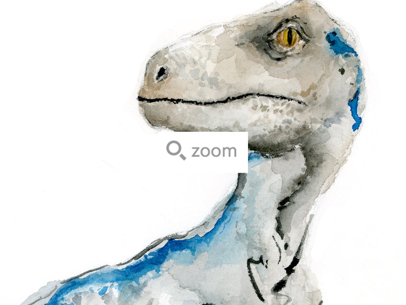 Blue the Velociraptor Art Print Dinosaur Art Print | Etsy