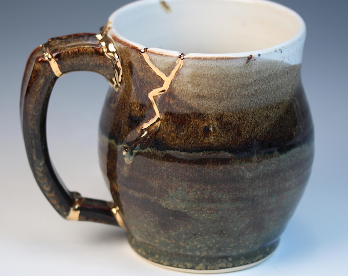 Kintsugi, Wabi Sabi Inspired Functional Handmade White, Green and Brown ...