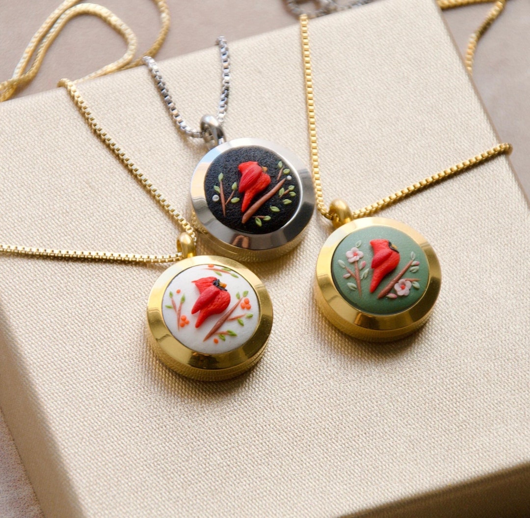 Personalized Cardinal Locket Necklace, Memorial Urn, Photo Keepsake - Etsy