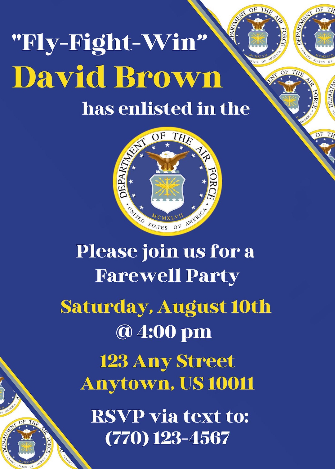 Air Force Deployment Party Invitation, Duty Calls, Basic Training, or ...