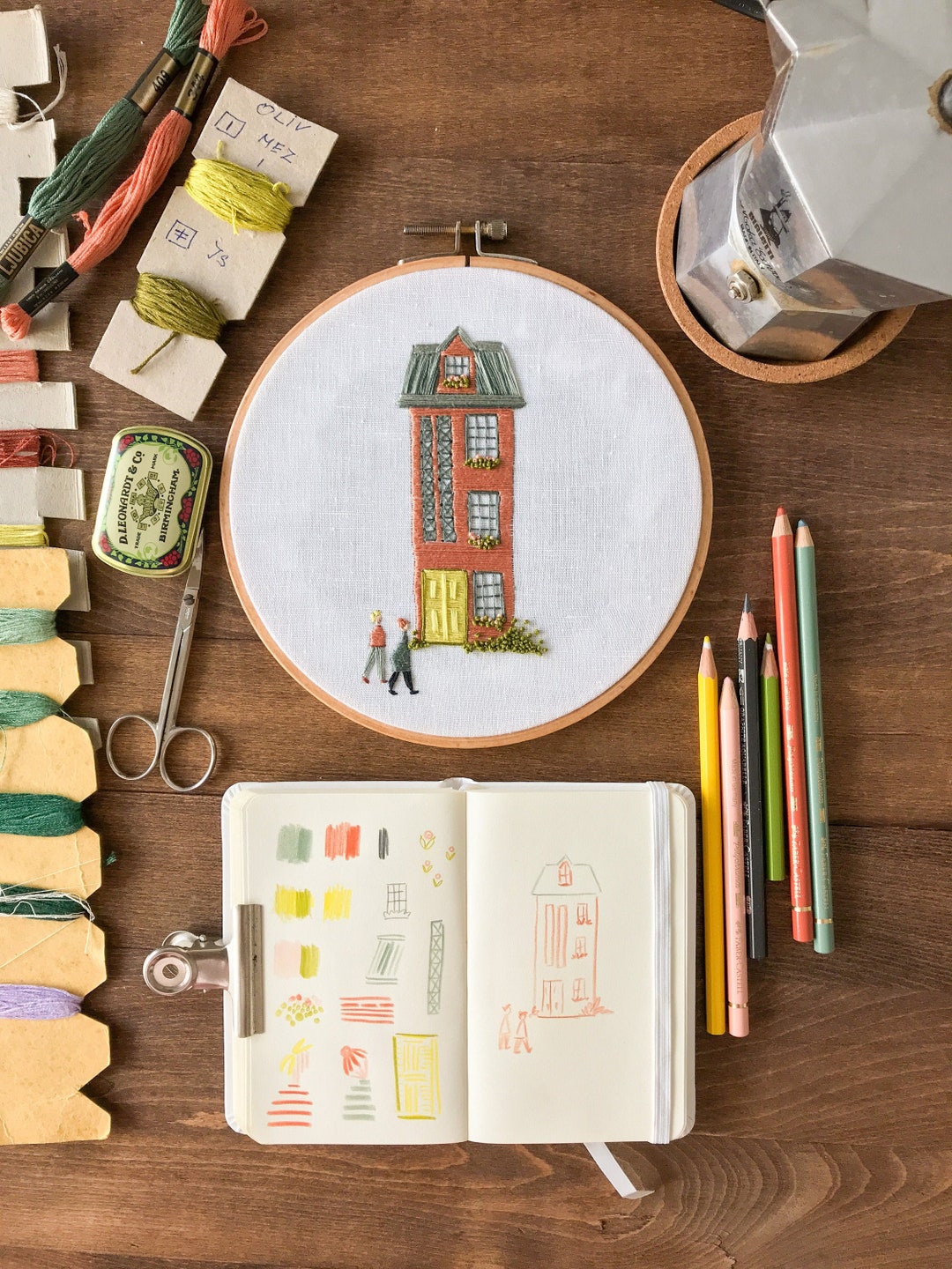 Modern Embroidery Pattern, House Embroidery Design, Beginner Hand ...