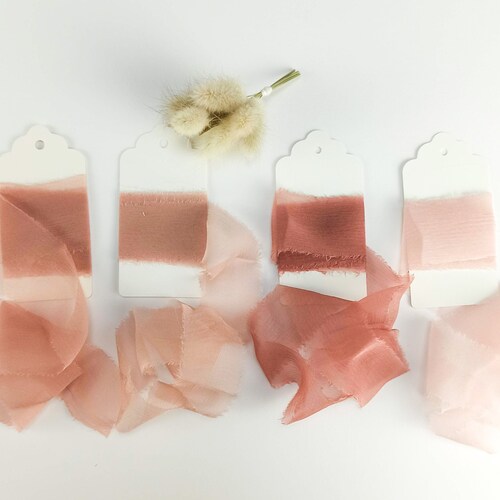 Neutral Hand Dyed Silk Ribbons Wedding Ribbon With Frayed - Etsy