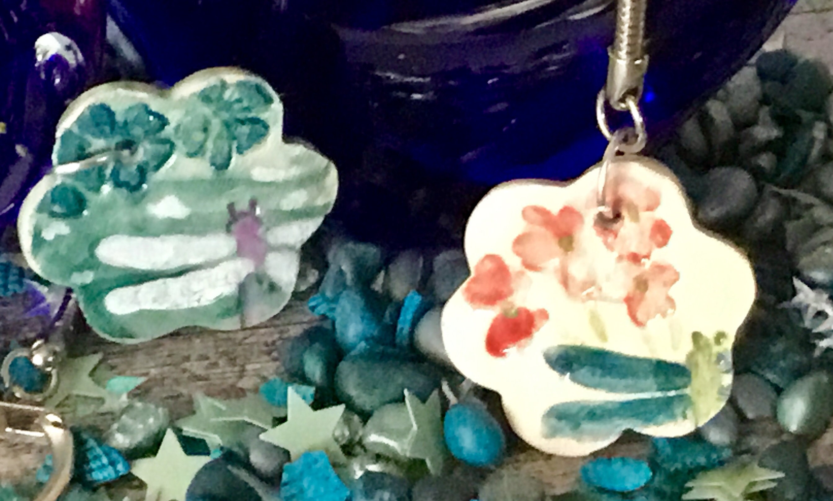 Ceramic Flower Shaped Key Ring with Dragonfly and Flowers. New Home ...