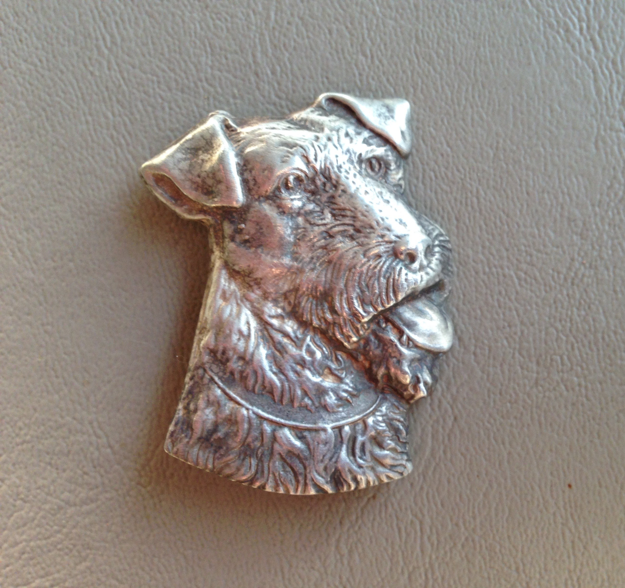 Vintage Sterling Silver Airedale Kerry Blue Terrier Dog Brooch Limited ...