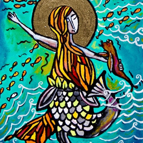 Saint Muirgen of Lough Neagh Art Print Dancing Monk Series - Etsy