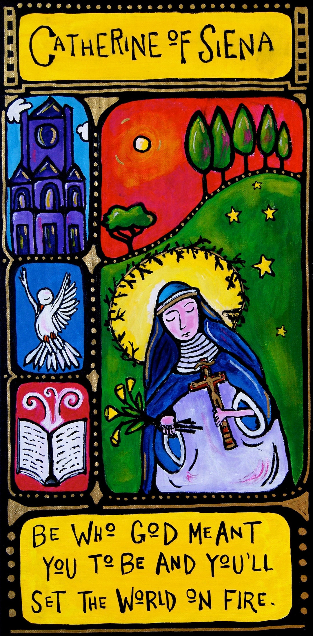 Saint Catherine of Siena, Art Print, Monastic Way Series - Etsy