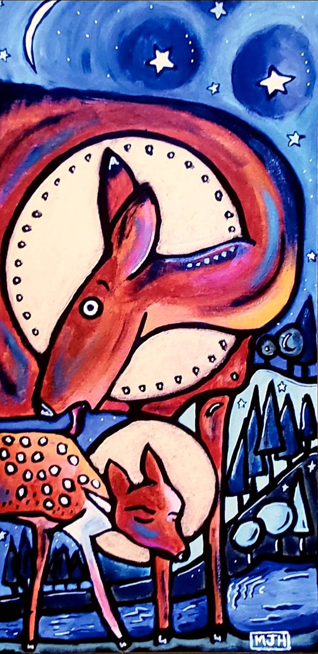 Doe and Fawn, Art Print, Marcy Hall's Woodland Creature Series - Etsy