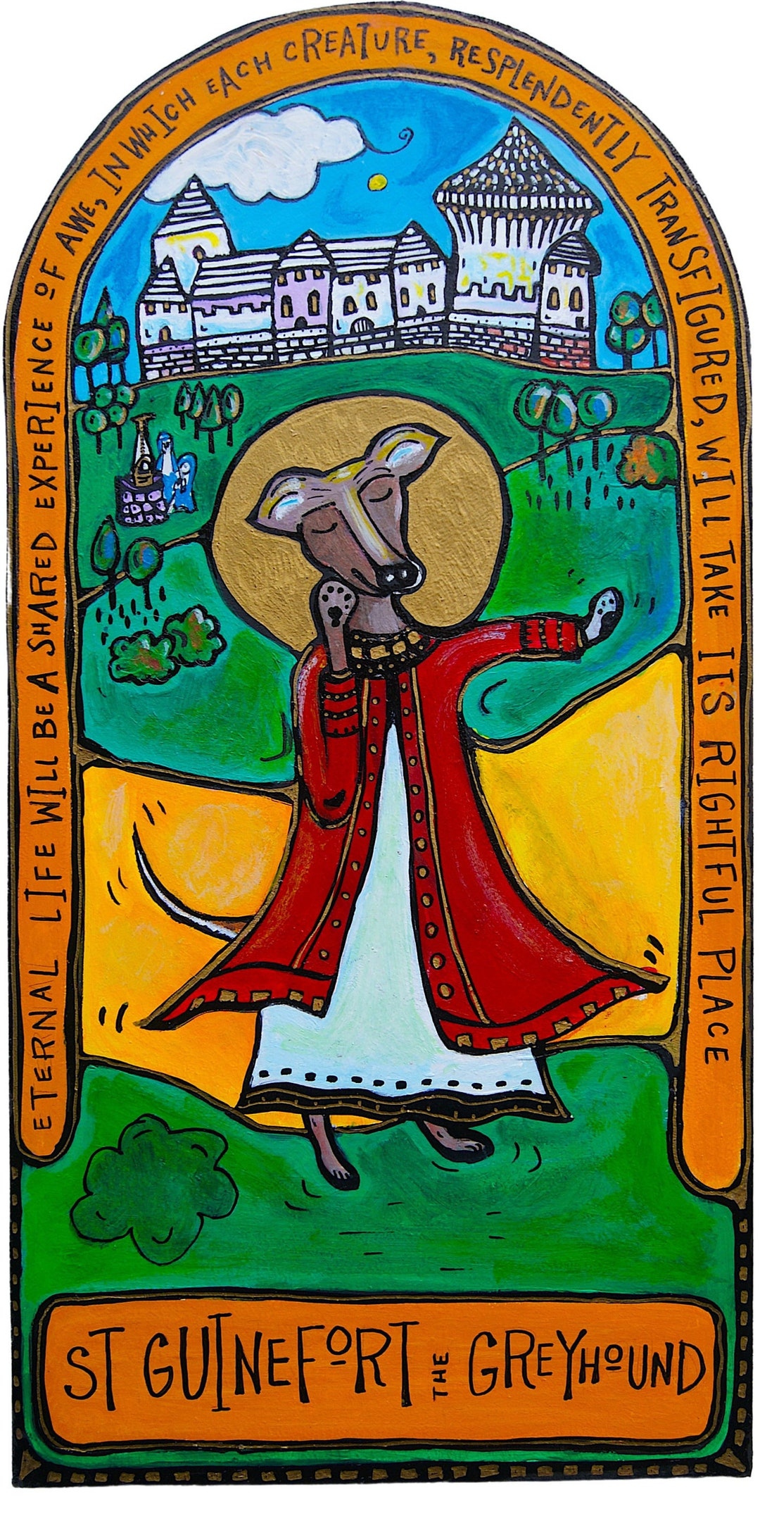 Guinefort the Holy Greyhound, Art Print, Dancing Monk Series - Etsy