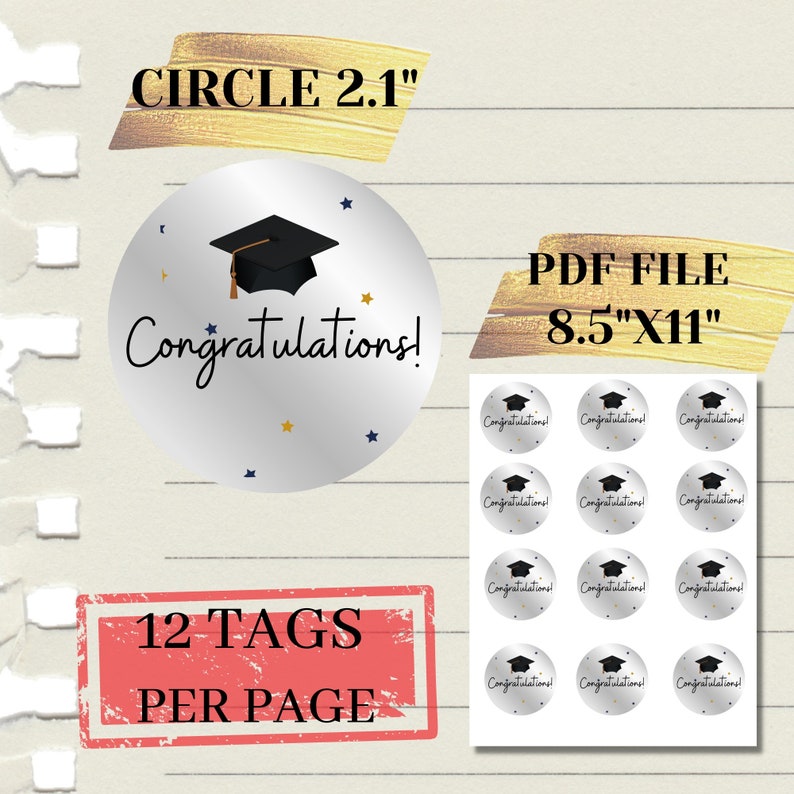 Graduation Printable Tags /sticker, Congratulations With a Graduation ...
