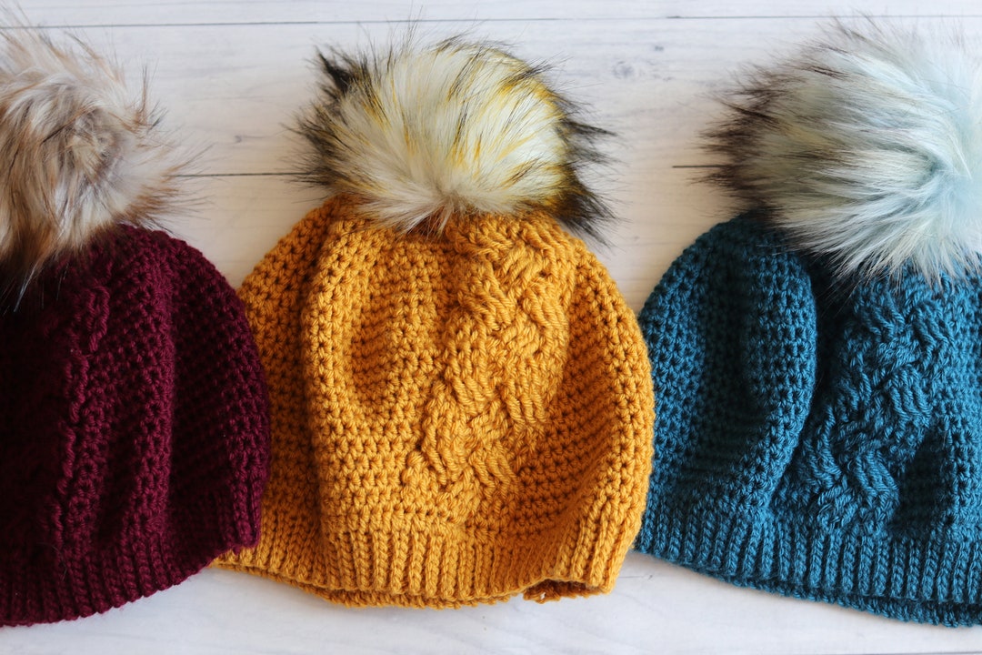 Braided Cable Slouch Hat CROCHET PATTERN - Etsy