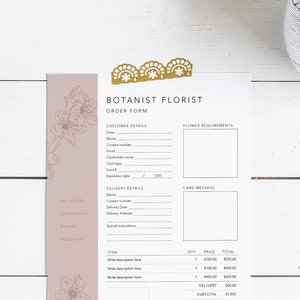 Florist Order Form Template | Florist Template | Order Form Design | MS ...