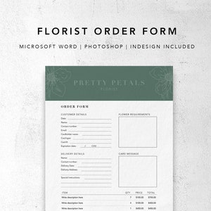 Florist Order Form Template | Florist Template | Order Form Design ...