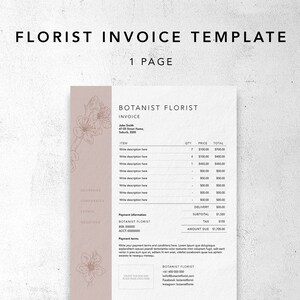 Florist Invoice Template Invoice Design Receipt MS Word Invoice ...