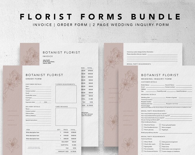 Florist Forms Florist Branding Pack Florist Marketing Pack Florist ...