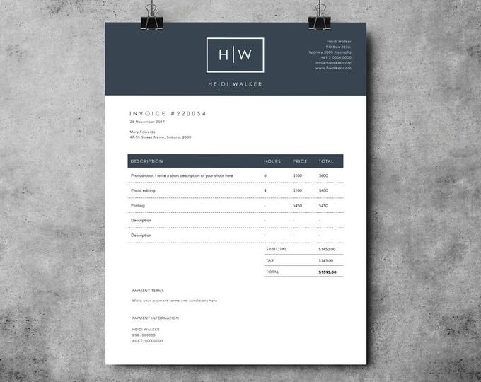 Photographer Invoice Template Invoice Design Receipt - Etsy