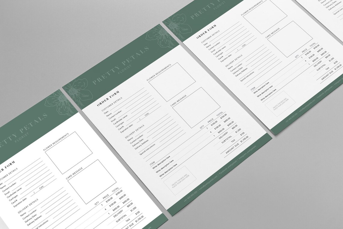 Pretty Petals Florist Order Form Template | MS Word, Photoshop ...