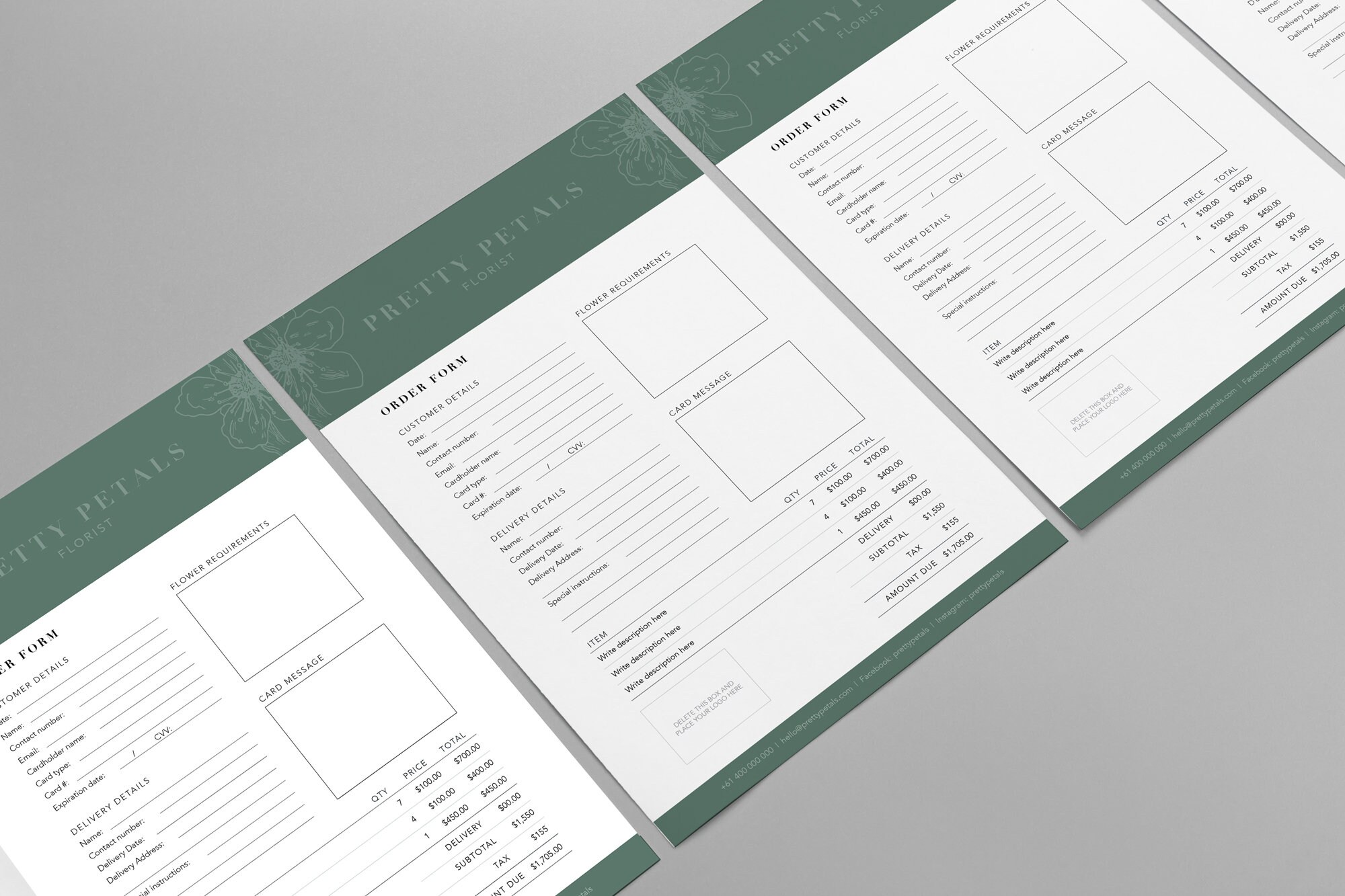 Florist Order Form Template | Florist Template | Order Form Design ...