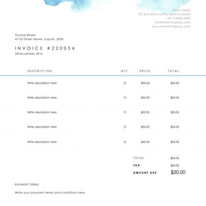 Invoice Template Receipt MS Word Template Instant Download Invoice ...