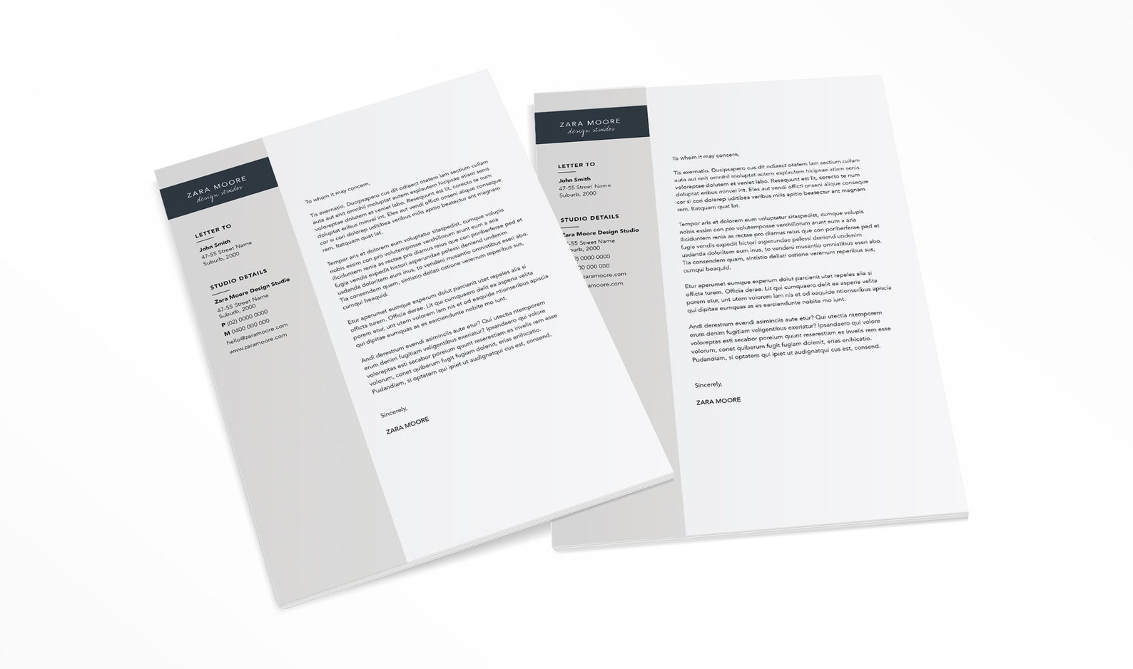 Zara Moore Letterhead Template | Letterhead Design and Branding - Etsy
