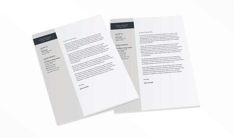 Zara Moore Letterhead Template | Letterhead Design and Branding - Etsy