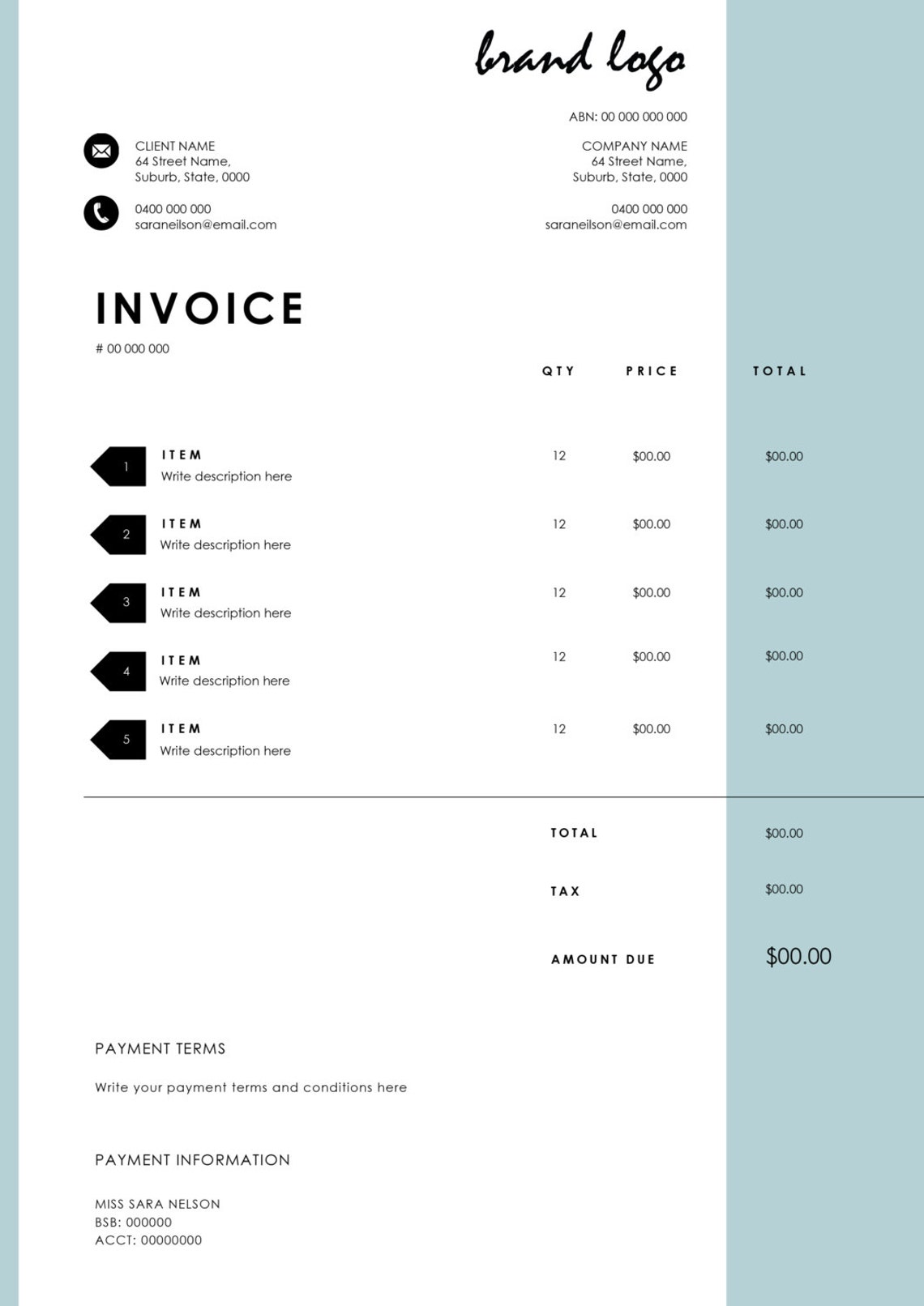 The 'nelson' Invoice Template | Receipt | MS Word Receipt Template ...