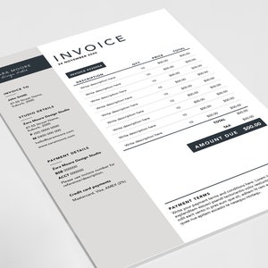 Invoice Template | the Zara Moore Invoice Design - Etsy