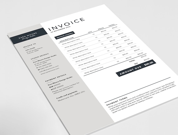 Invoice Template The Zara Moore Invoice Design, 47% OFF
