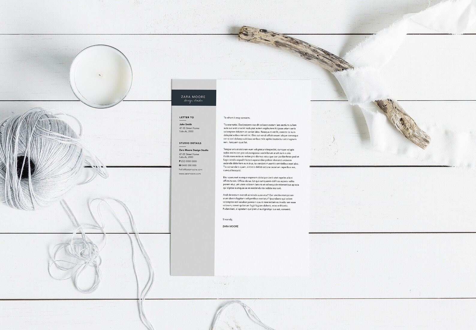 Zara Moore Letterhead Template | Letterhead Design and Branding - Etsy