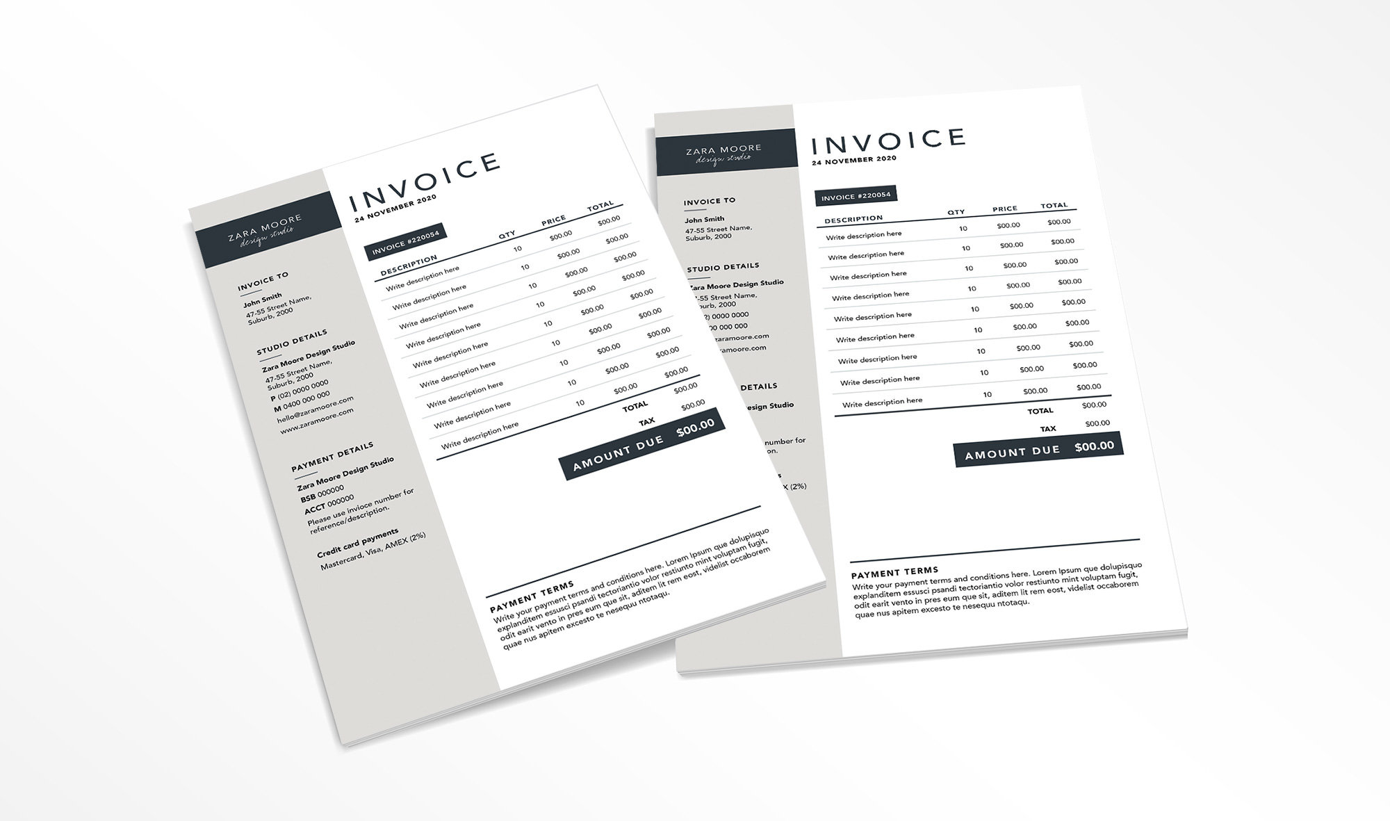 Invoice Template | the Zara Moore Invoice Design - Etsy
