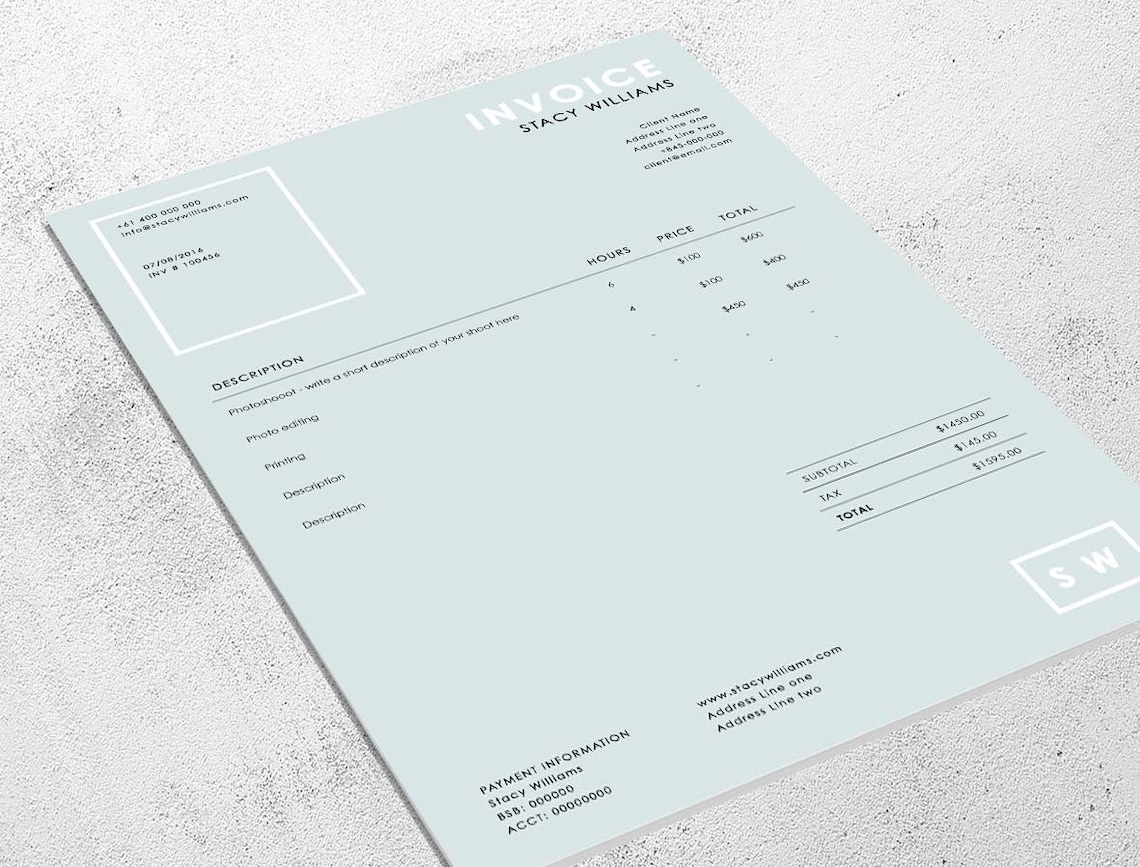 Photography Invoice Template | Photography Receipt | MS Word and ...