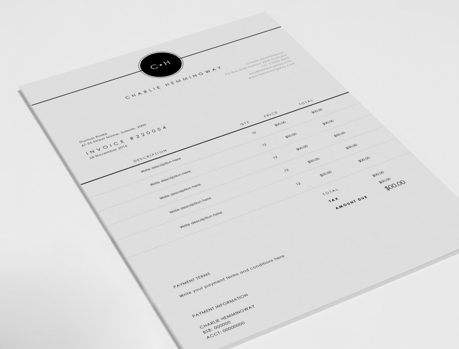 Modèle de facture | Conception de facture | Réception | Modèle de ...