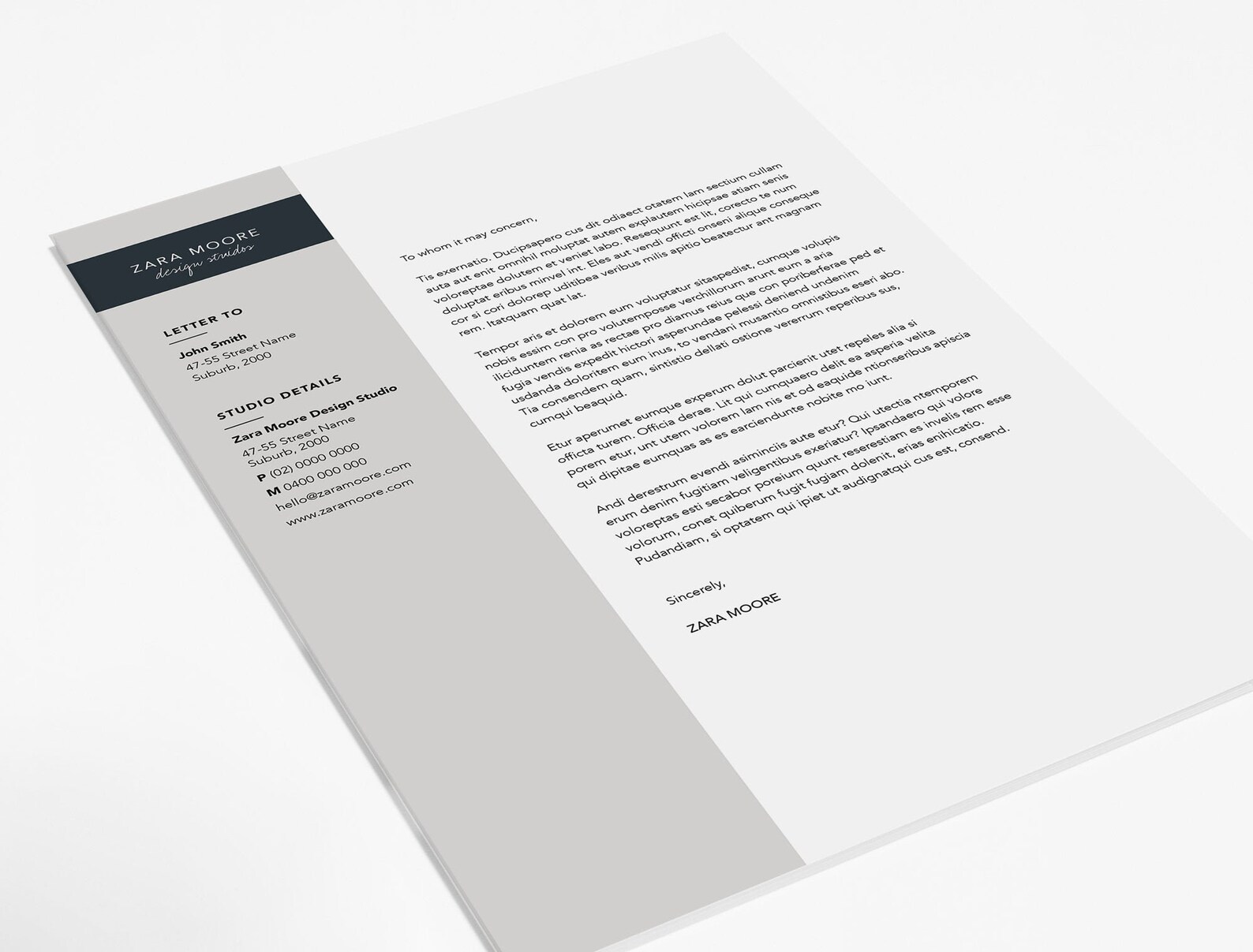Zara Moore Letterhead Template | Letterhead Design and Branding - Etsy