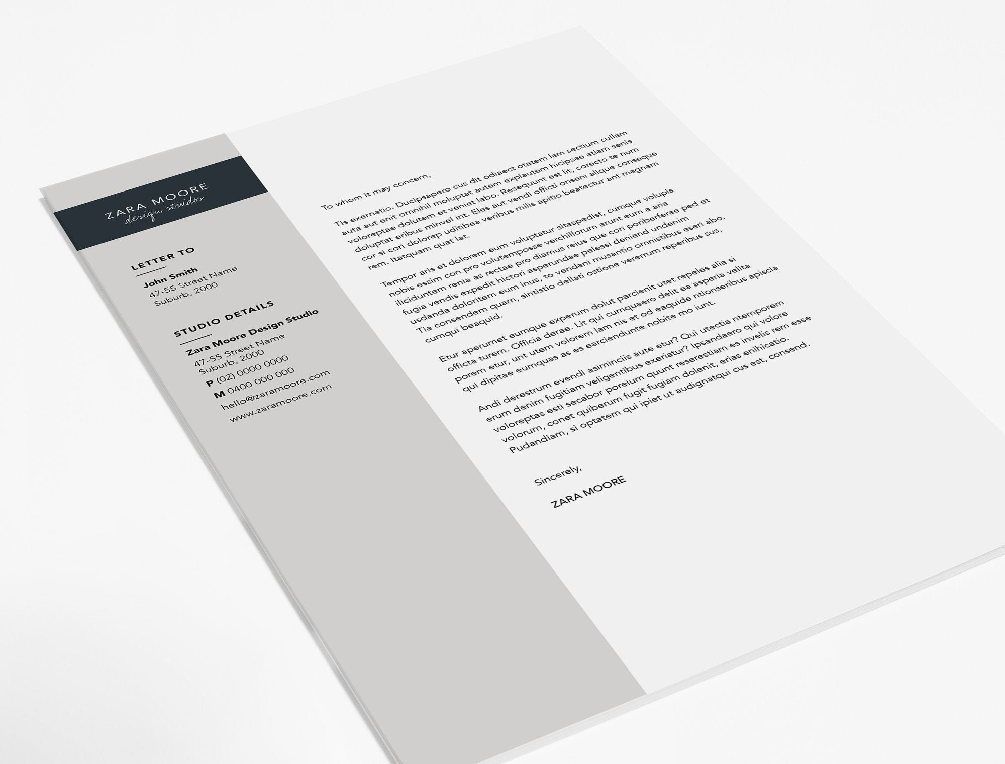 Zara Moore Letterhead Template | Letterhead Design and Branding - Etsy
