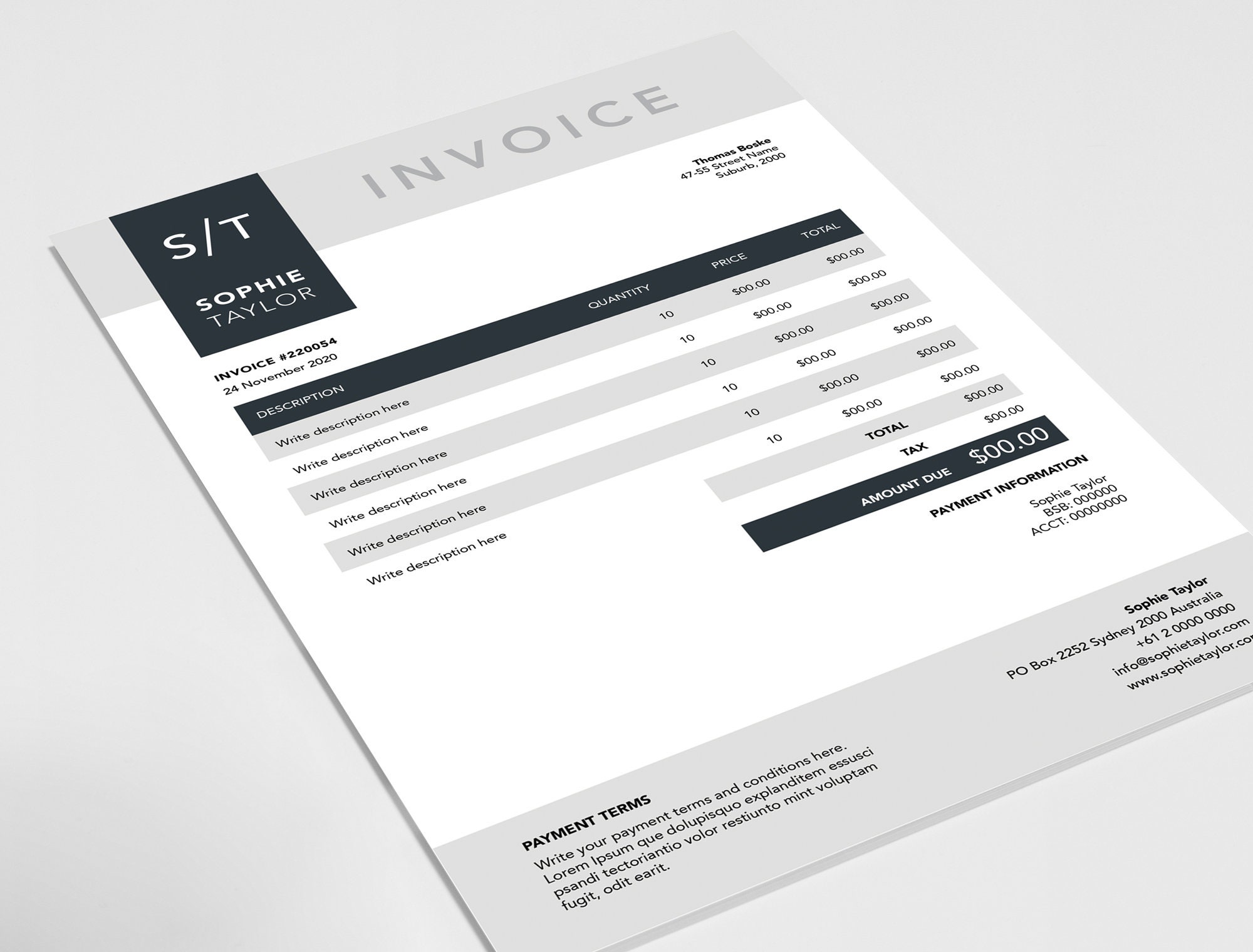 Photographer Invoice | Invoice Template Design | Receipt Template ...