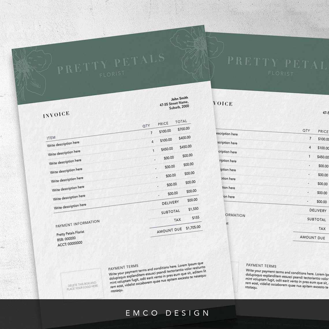 Florist Invoice Template | Invoice Design | Receipt | MS Word Invoice ...