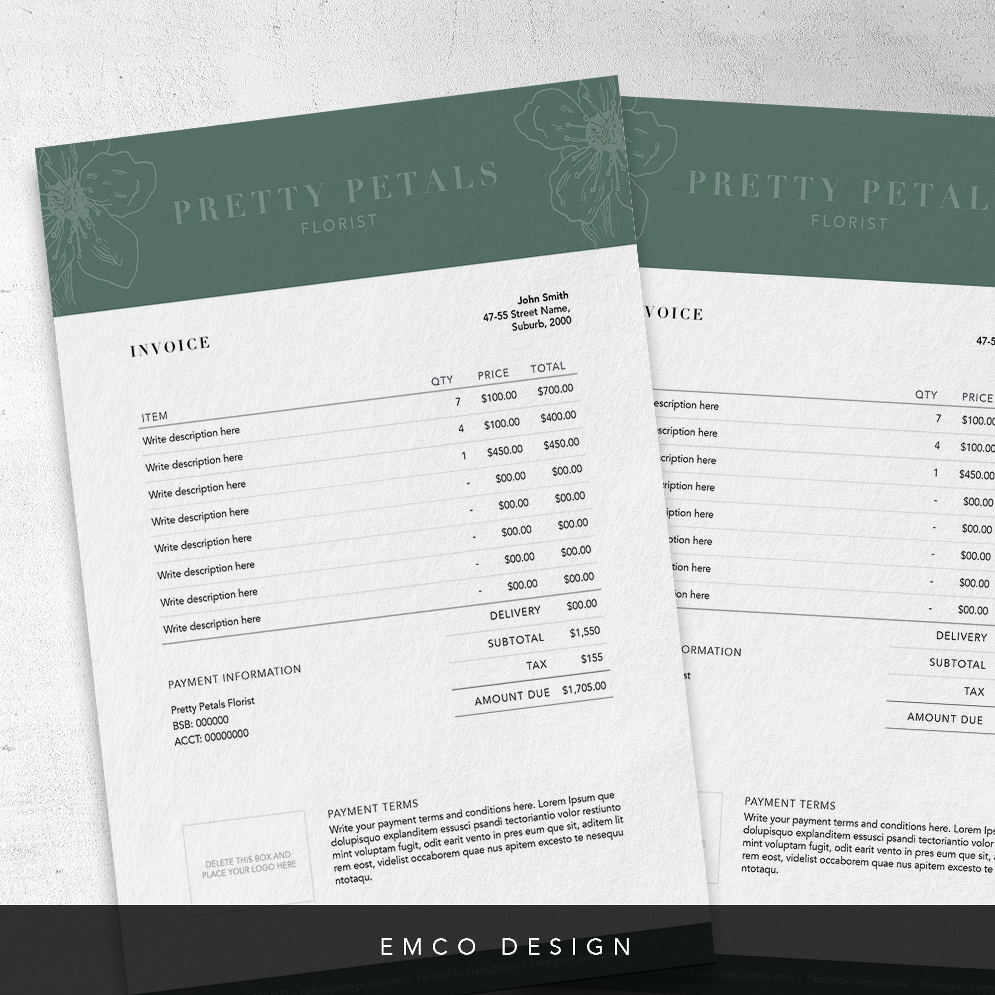 Florist Invoice Template | Invoice Design | Receipt | MS Word Invoice ...