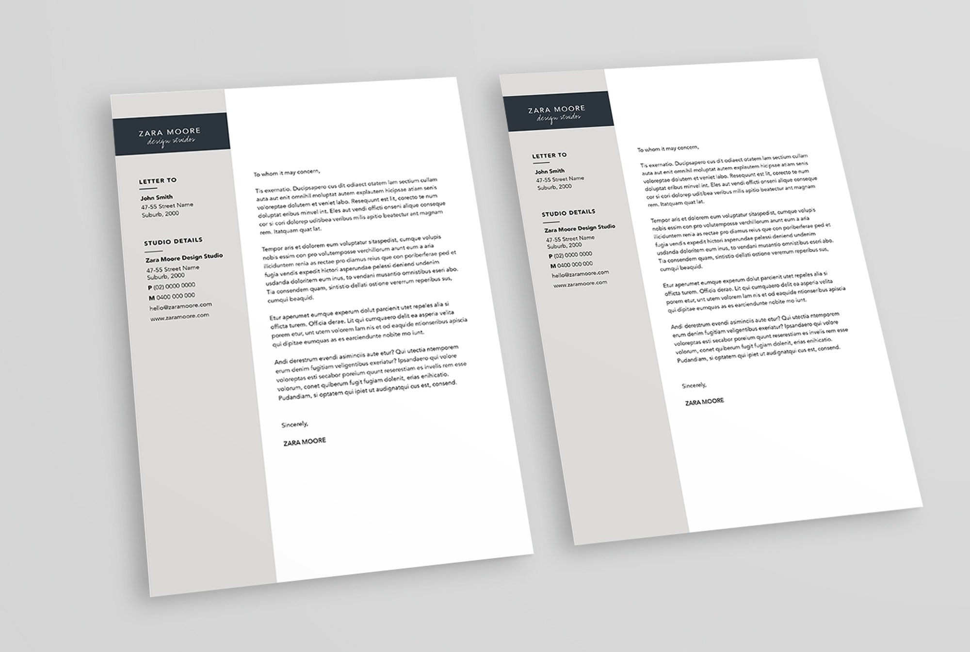 Zara Moore Letterhead Template | Letterhead Design and Branding - Etsy