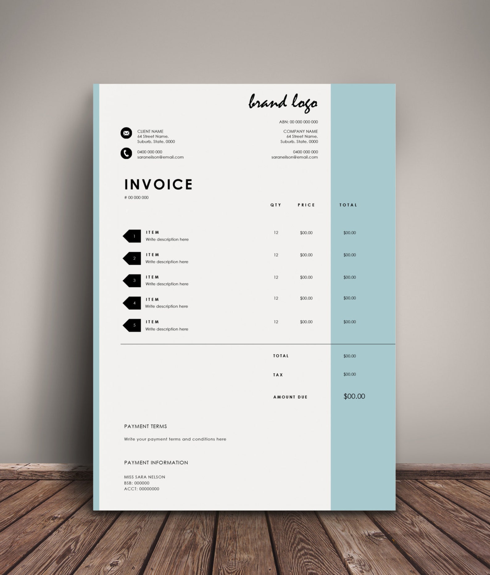 The 'nelson' Invoice Template | Receipt | MS Word Receipt Template ...