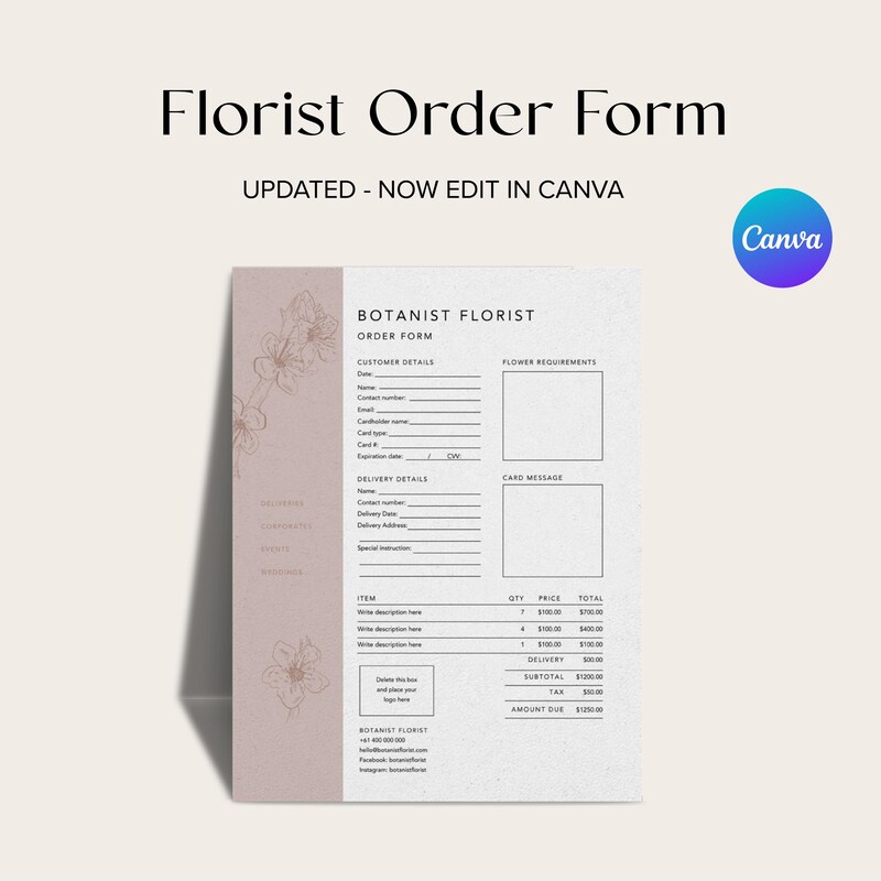 Order Form Template - Etsy