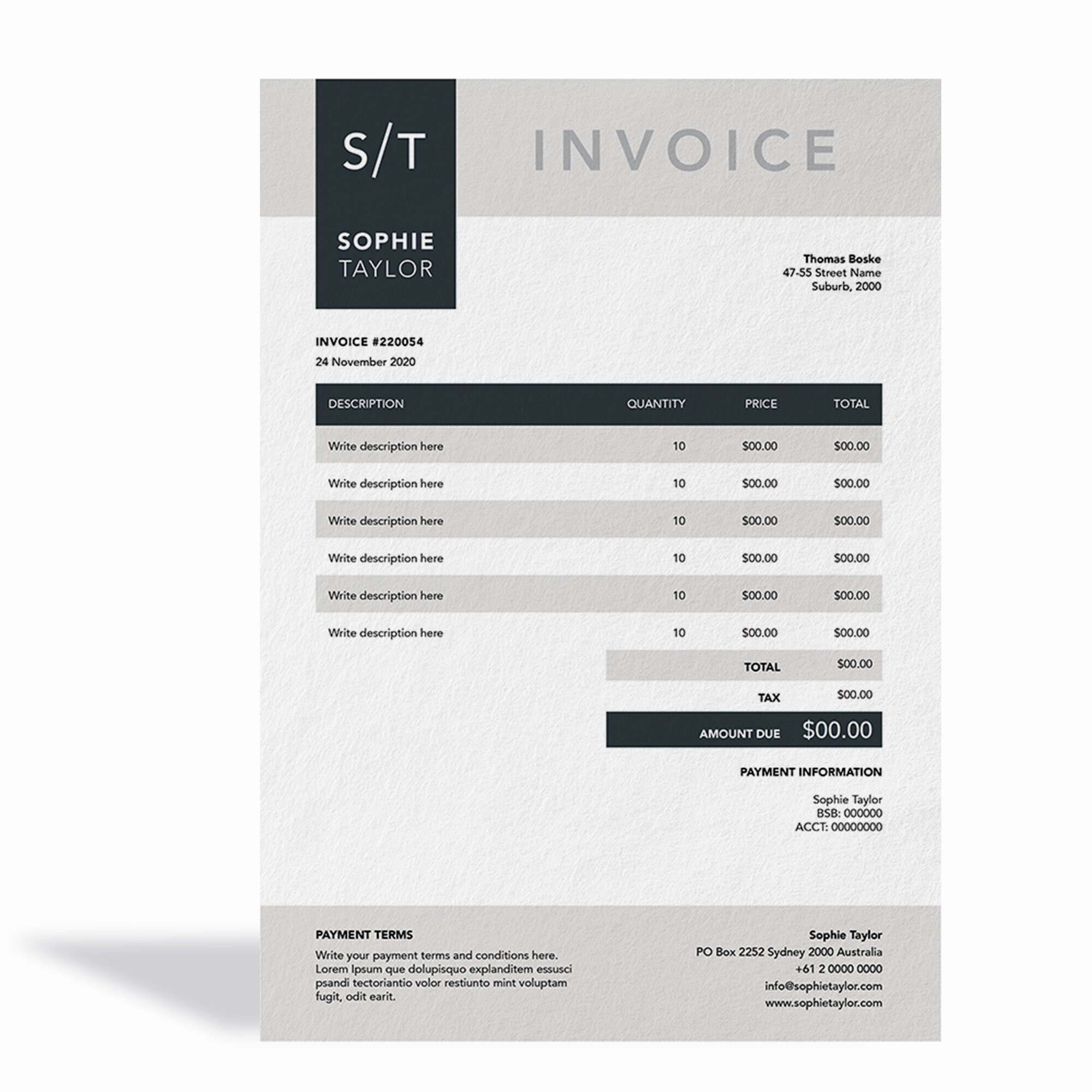 Photographer Invoice | Invoice Template Design | Receipt Template ...