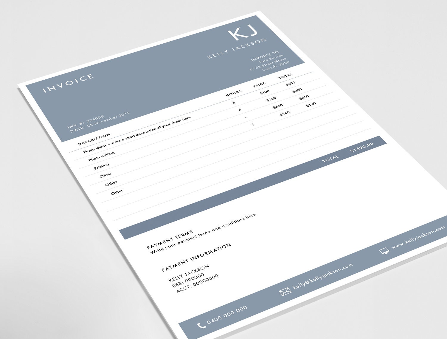 Invoice Template Invoice Design Receipt Printable Invoice MS Word ...