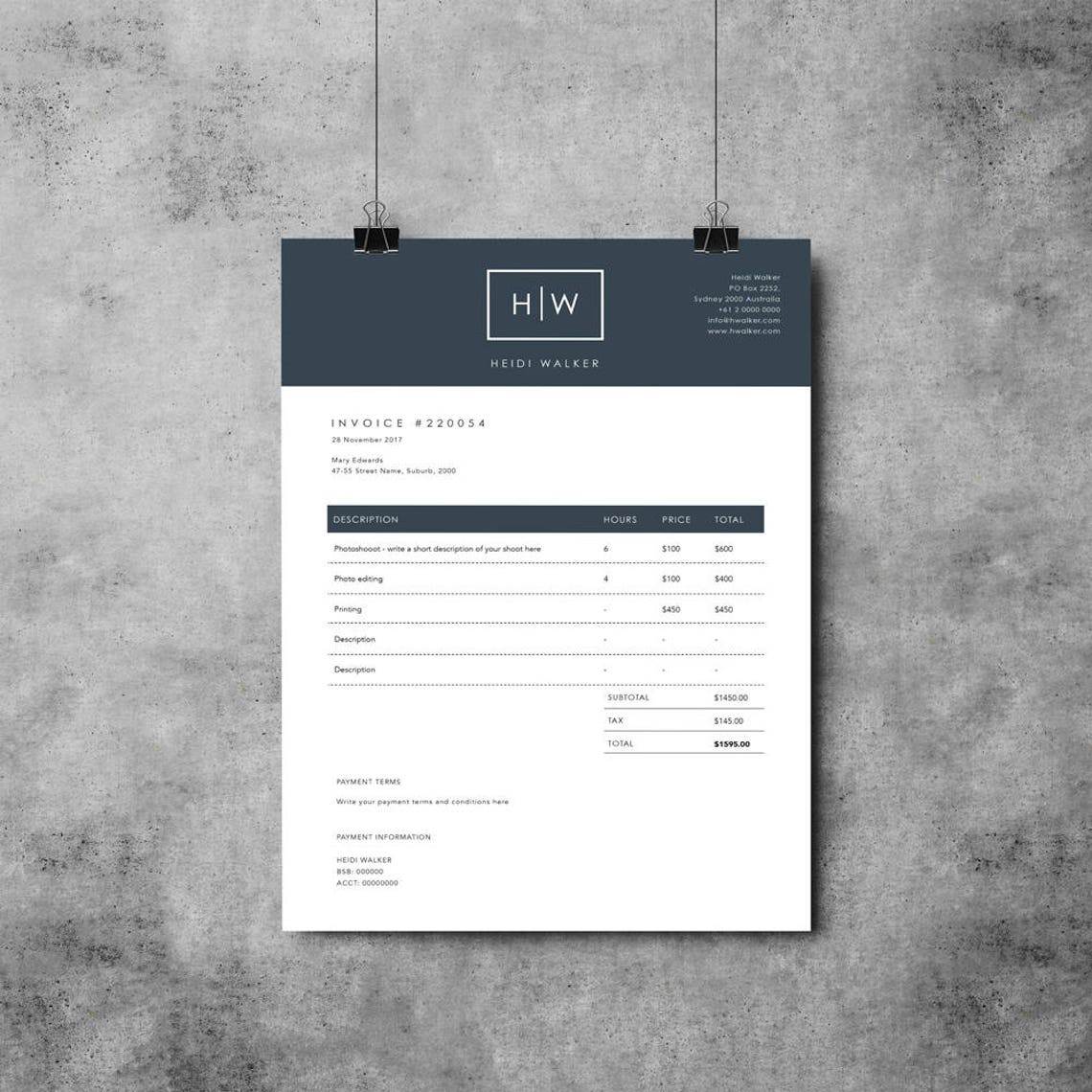 Photographer Invoice Template | Invoice Design | Receipt Template ...