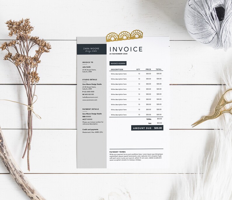Invoice and Letterhead Templates | the Zara Moore Pack | Invoice ...