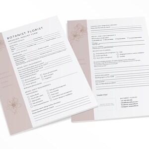 Florist Wedding Booking Form | Florist Order Forms | Wedding Order ...