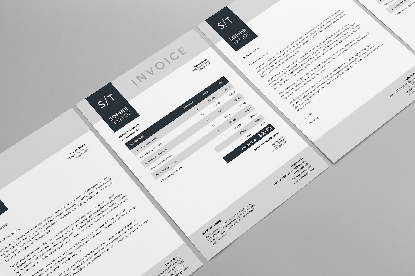 Invoice and Letterhead Branding Kit | Invoice Template | Letterhead ...