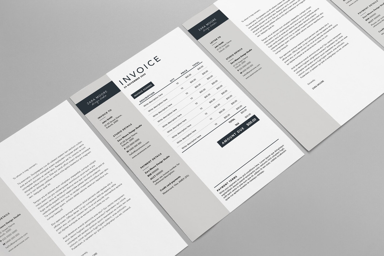 Invoice and Letterhead Templates | the Zara Moore Pack | Invoice ...